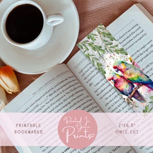 Love Birds Printable Bookmarks Watercolor Bookmark Beautiful Bookmark ...