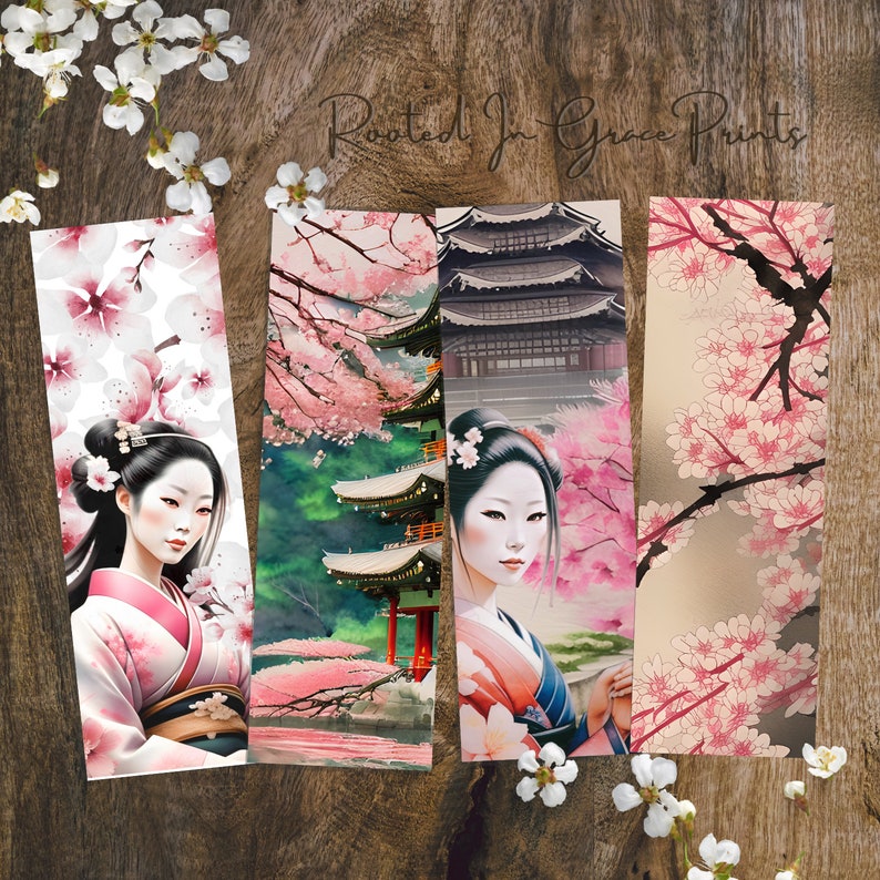 Sakura Japanese Watercolor Printable Bookmarks | Pagoda and Cherry ...