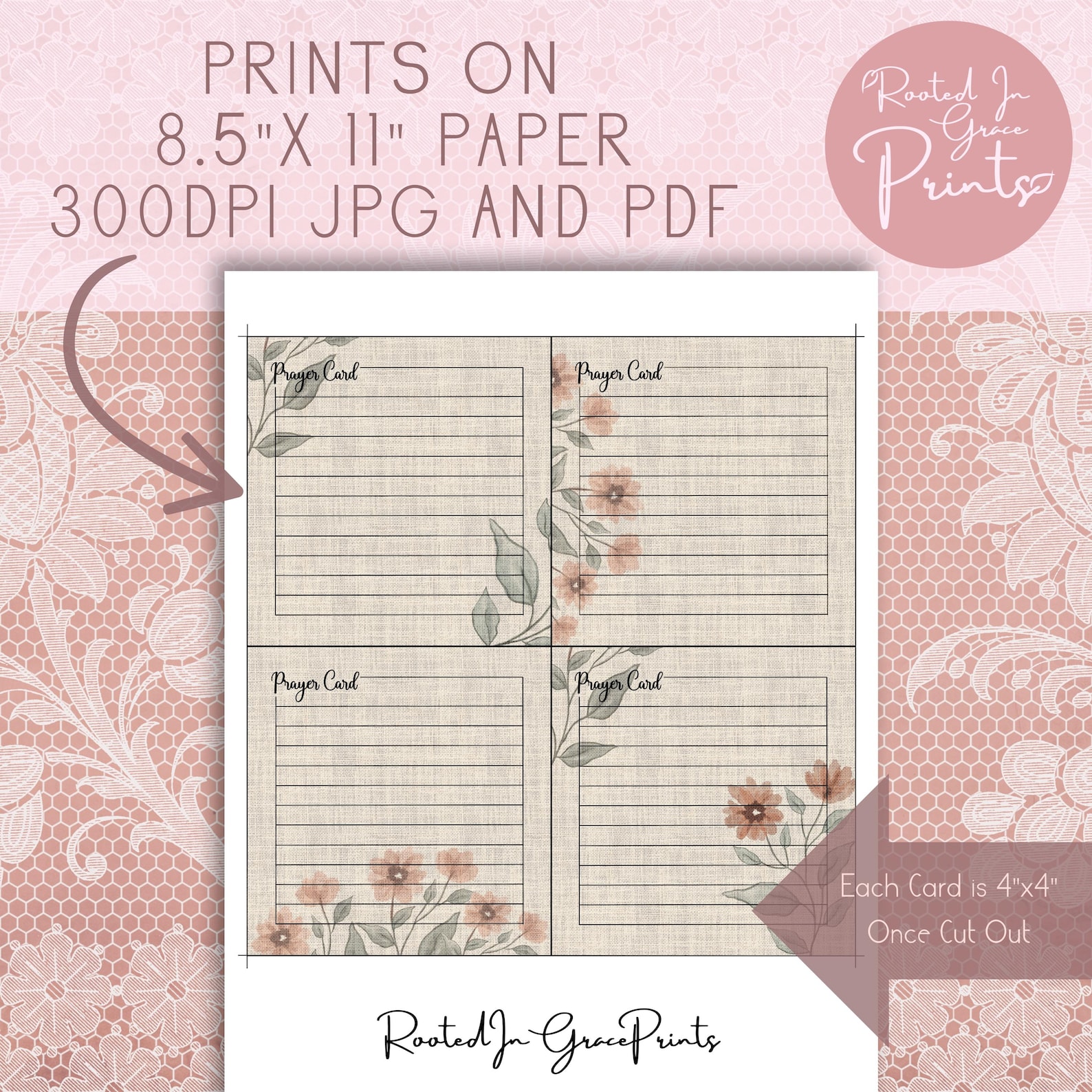 Blank Prayer Cards Printable Bible Verse Bible Journaling Prayer ...