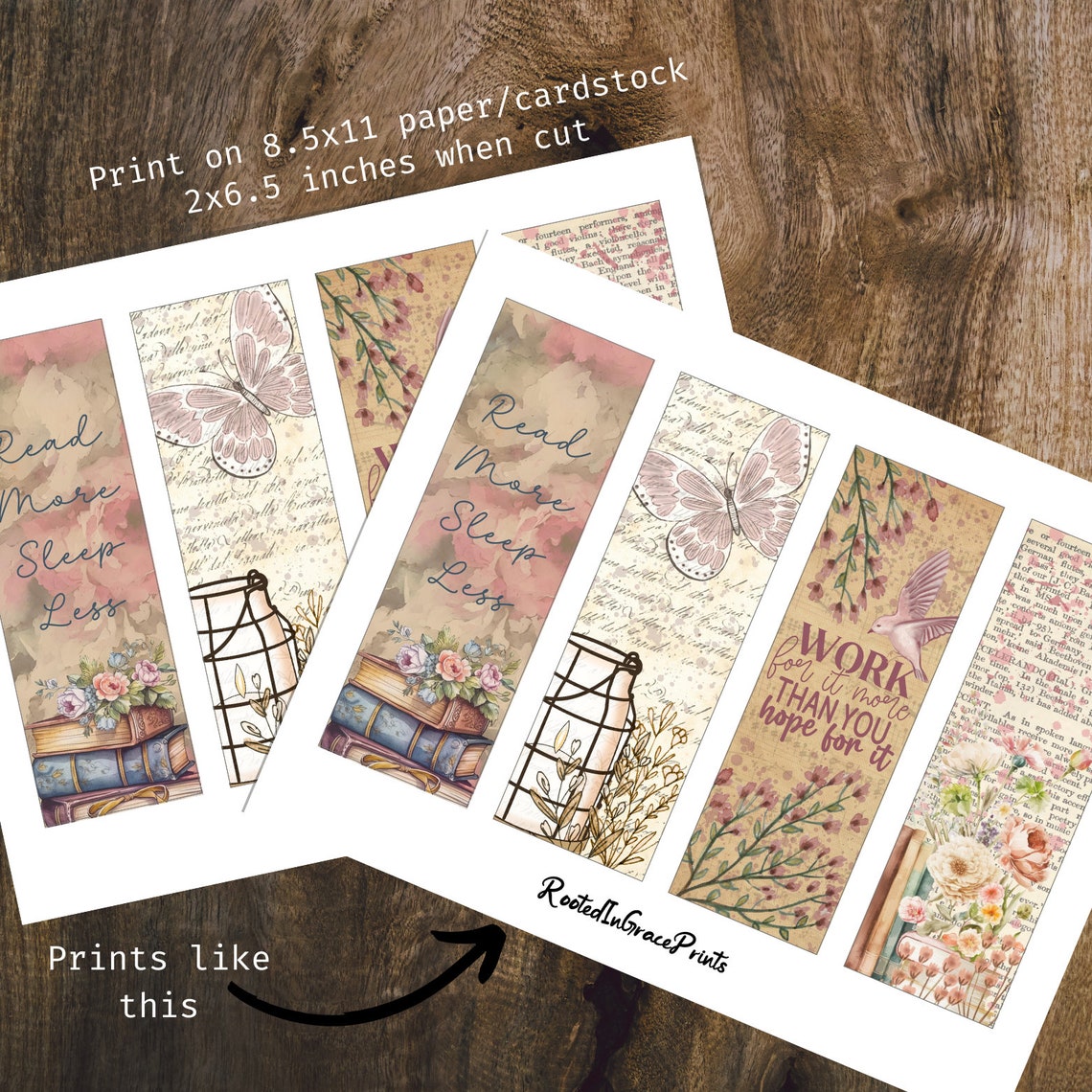 Printable Flower Collage Bookmarks Flower Bookmarks With - Etsy