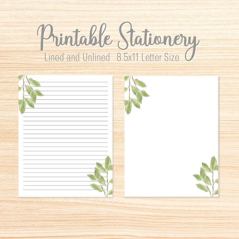 Printable Stationery Lined and Unlined Stationery Letter Writing Paper ...