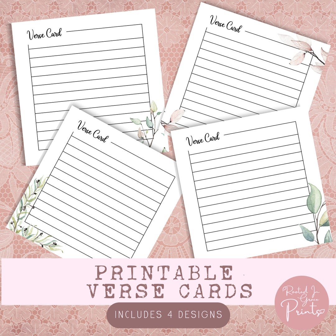 Printable Memory Verse Bible Verse Cards Bible Journaling Prayer Card Insert Scripture Verse ...