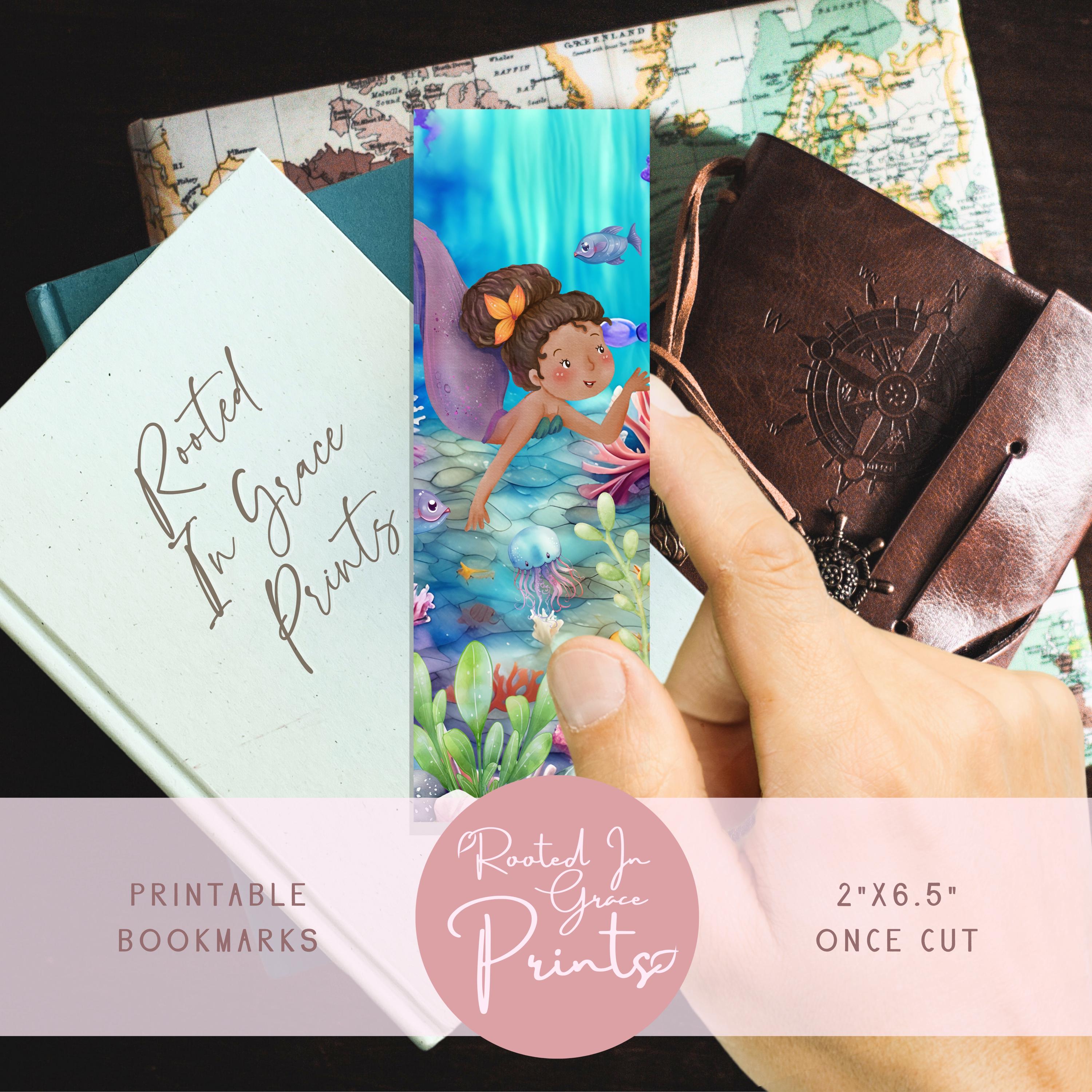 Little Mermaid Bookmark Printable Cute Bookish Gift for Readers Mermaid ...