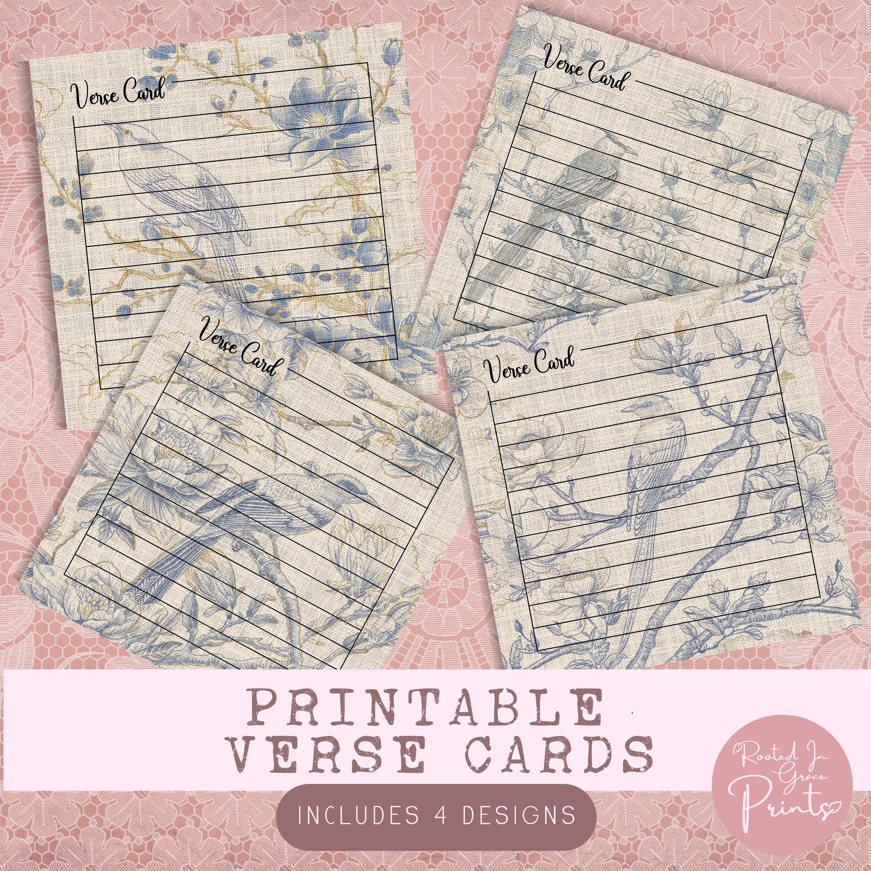 Toile De Jouy Printable Memory Verse Bible Verse Cards Bible Journaling ...