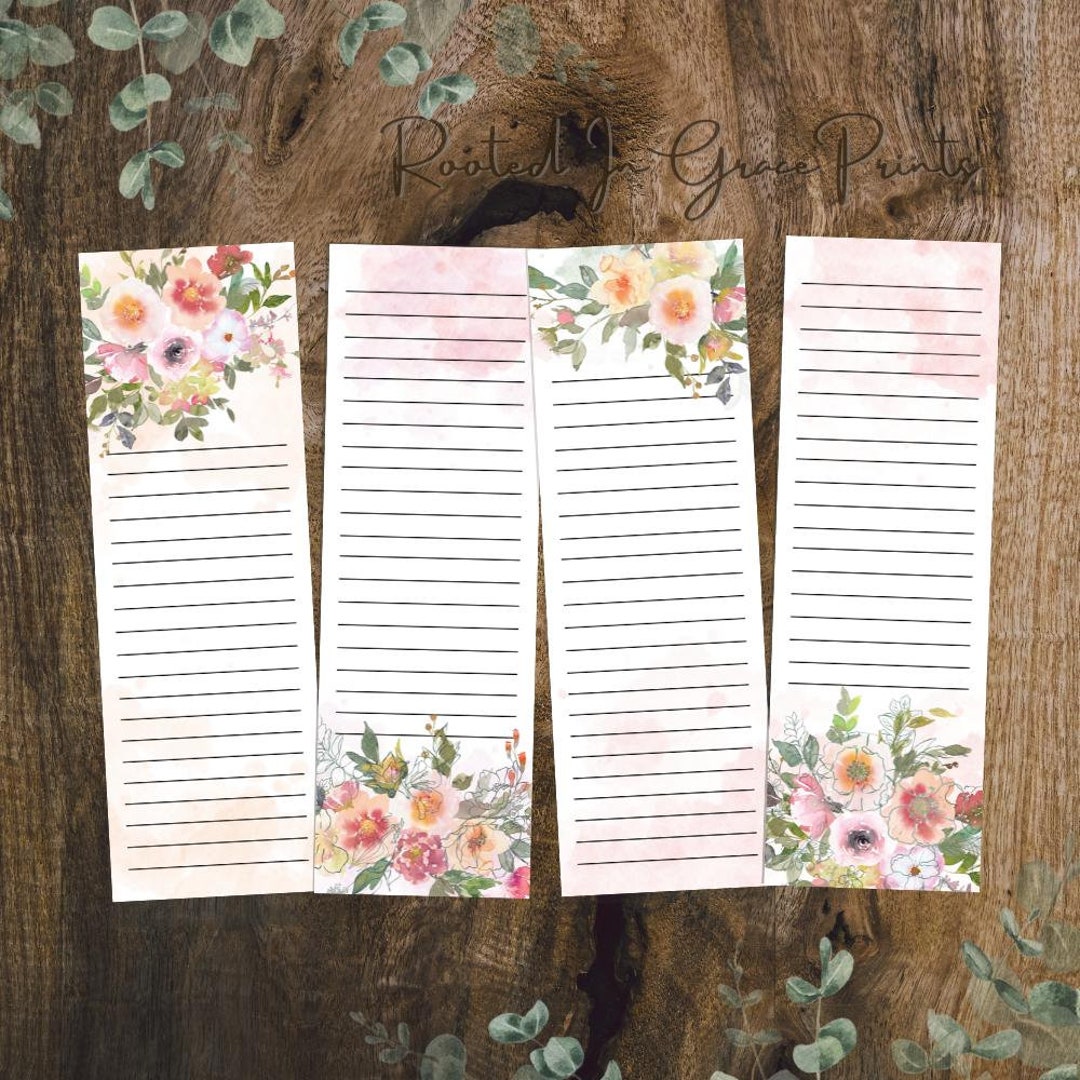 Stationary Bookmark Printable Lined Note Taking Bookmark Printable ...