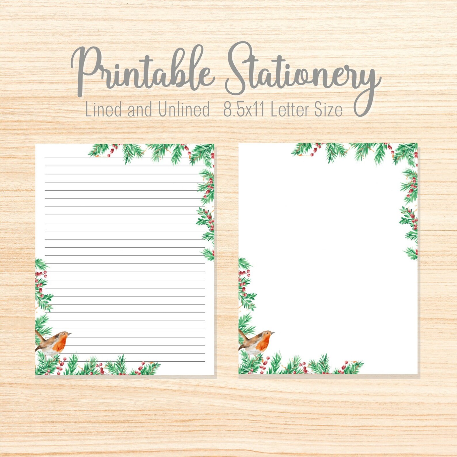 Printable Stationery Lined and Unlined Christmas Stationery Pen Pal ...