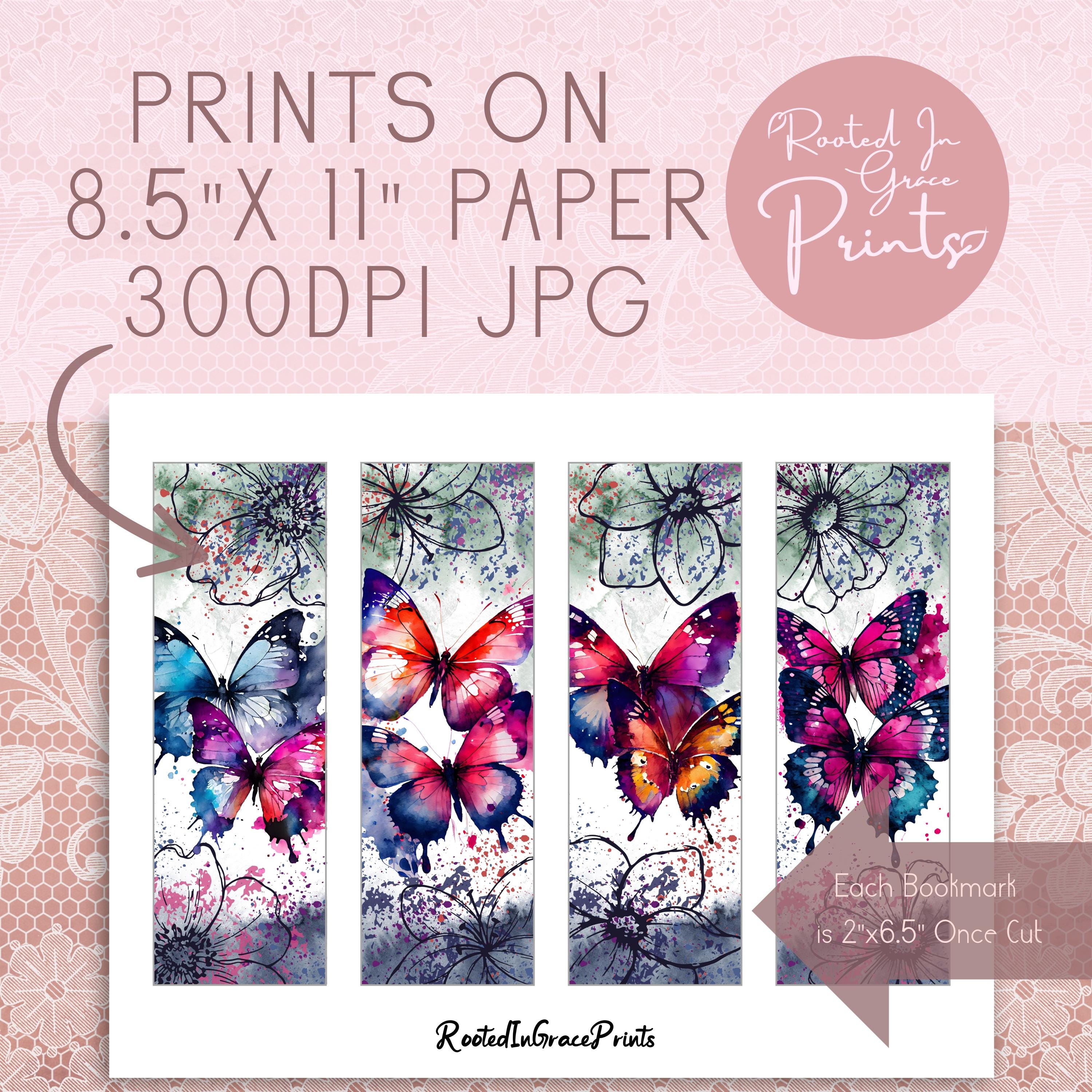 Colorful Butterfly Bookmark Printable Book Club Gift Idea Pretty ...