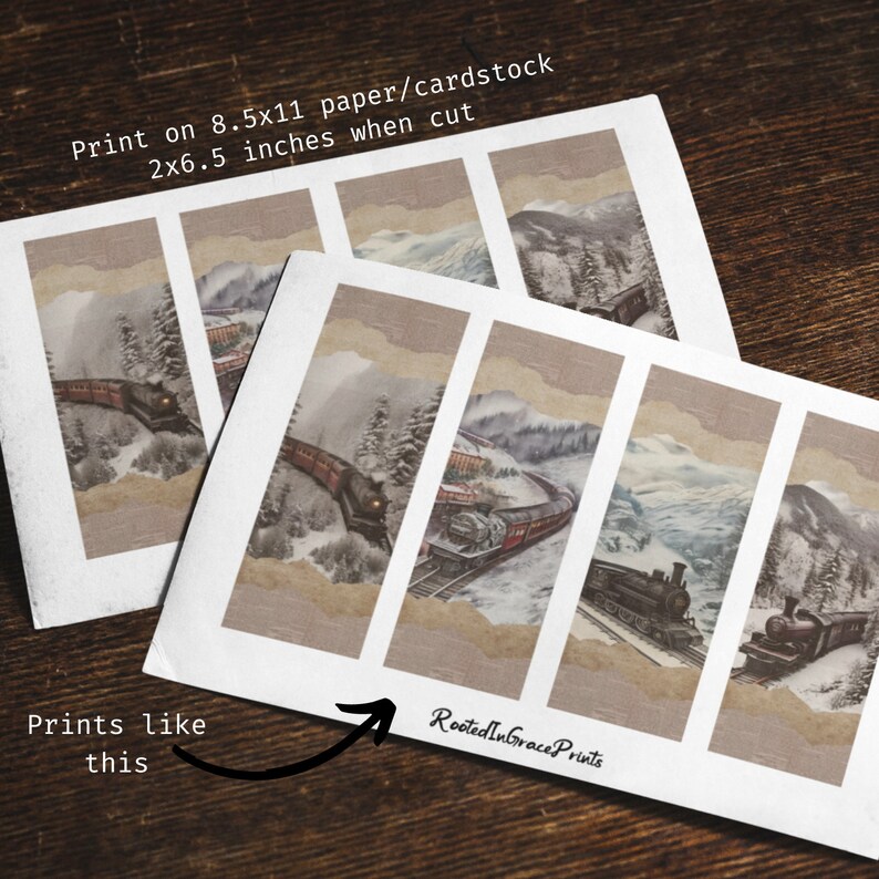 Vintage Train Printable Bookmarks | Printable Bookmark Set | Winter ...