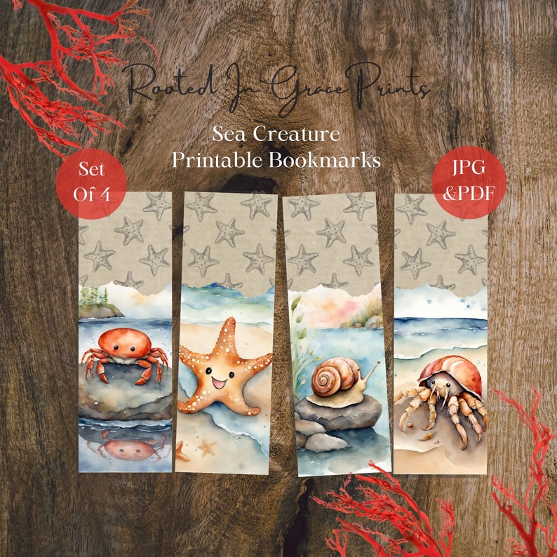 Cute Sea Creature Printable Bookmark Printable Sea Creature Cute ...