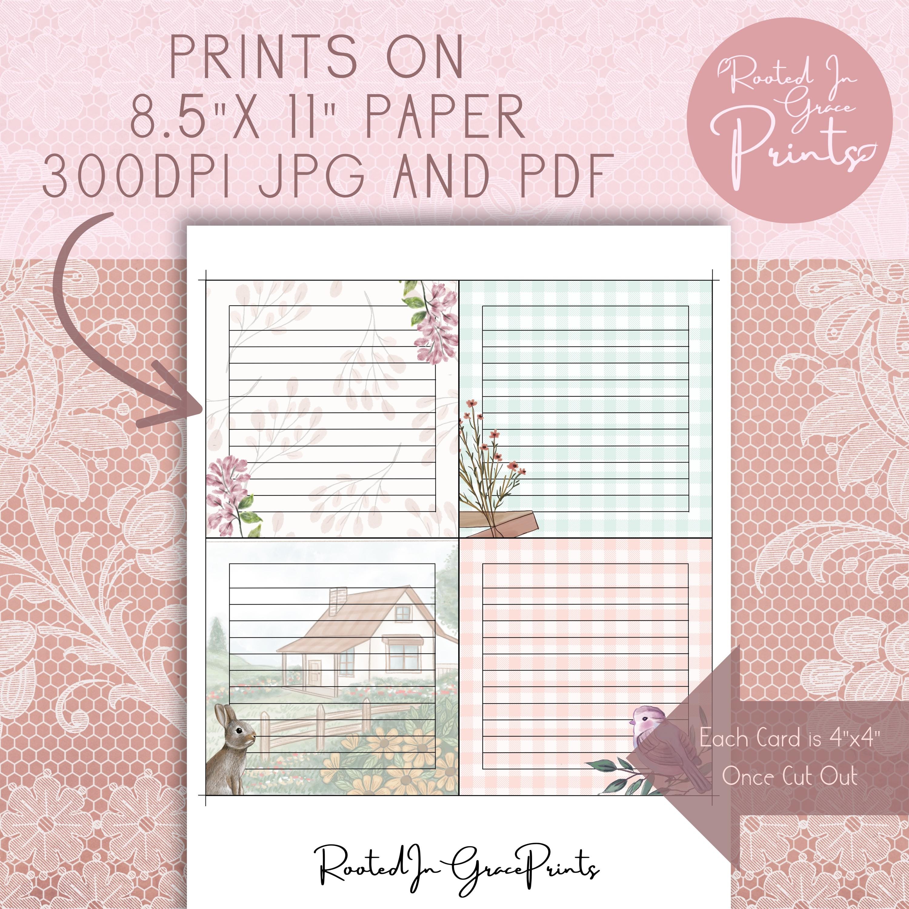 Blank Note Cards Printable Journaling Insert 4x4 Lined Notes Printable ...
