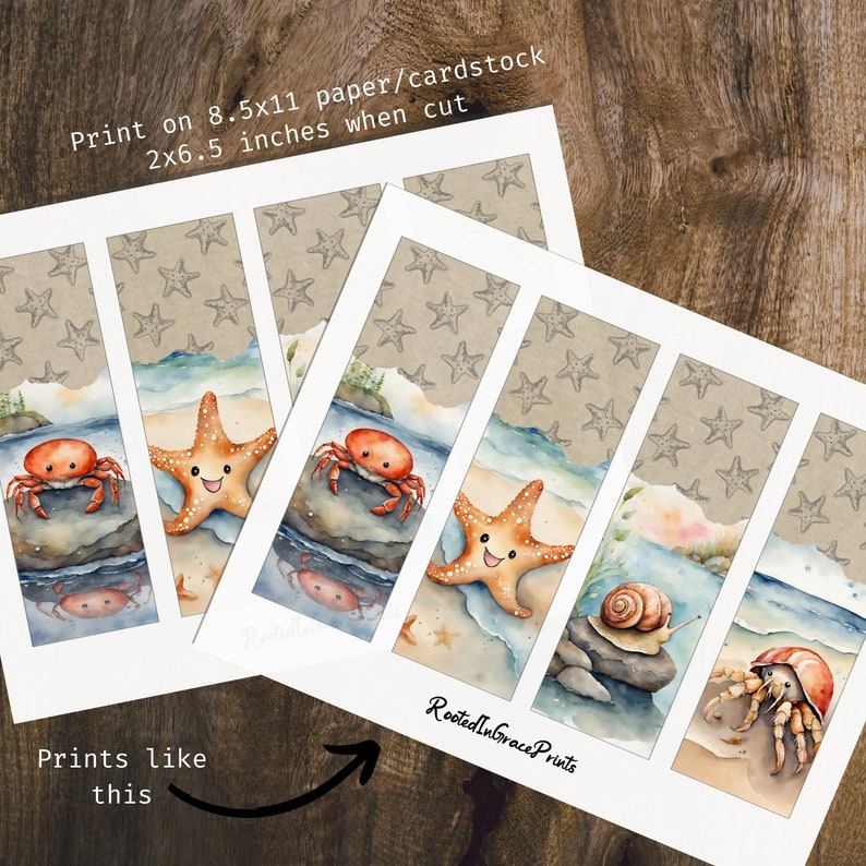 Cute Sea Creature Printable Bookmark Printable Sea Creature Cute ...