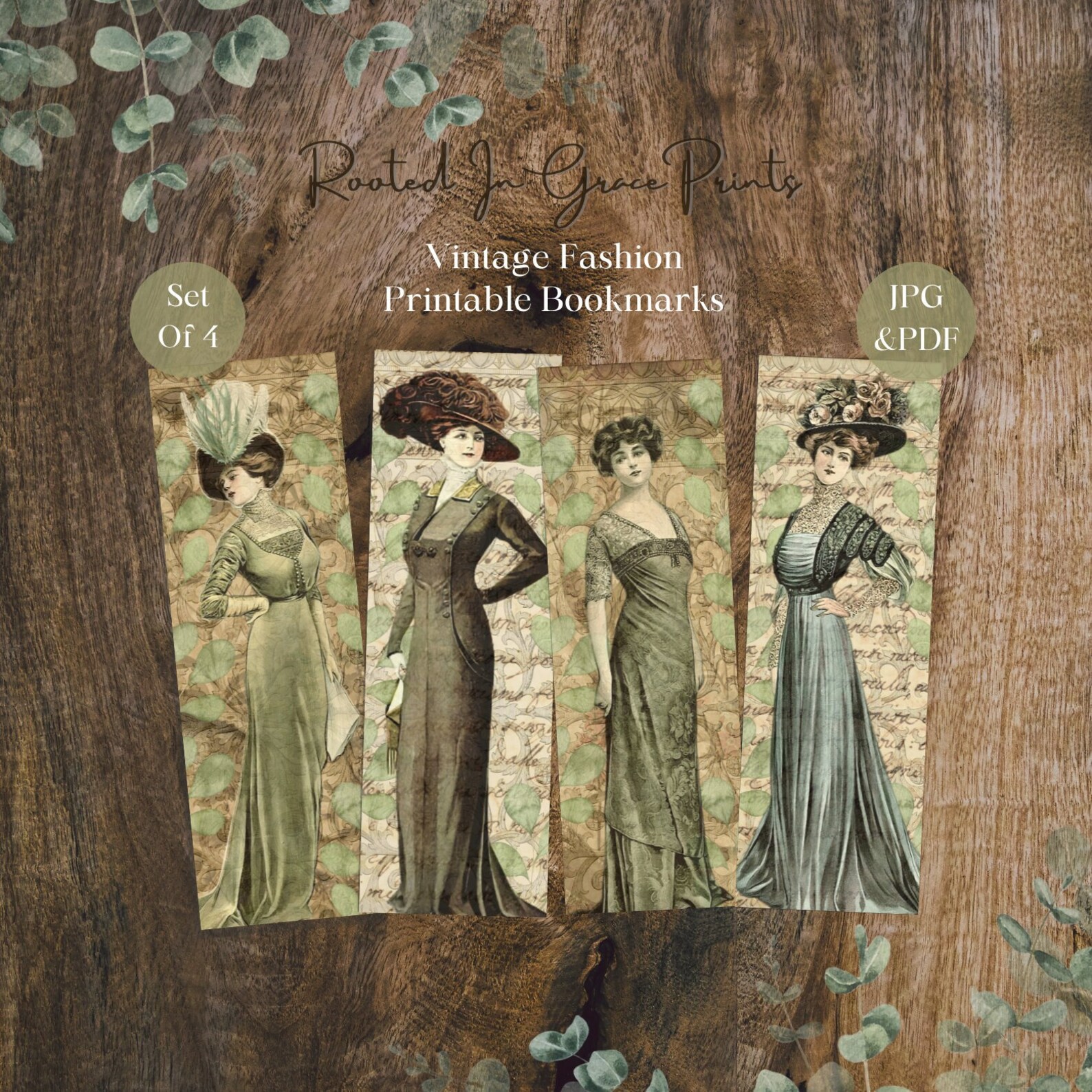 Printable Bookmark Vintage Fashion Bookmarks Printable Gift for Readers ...