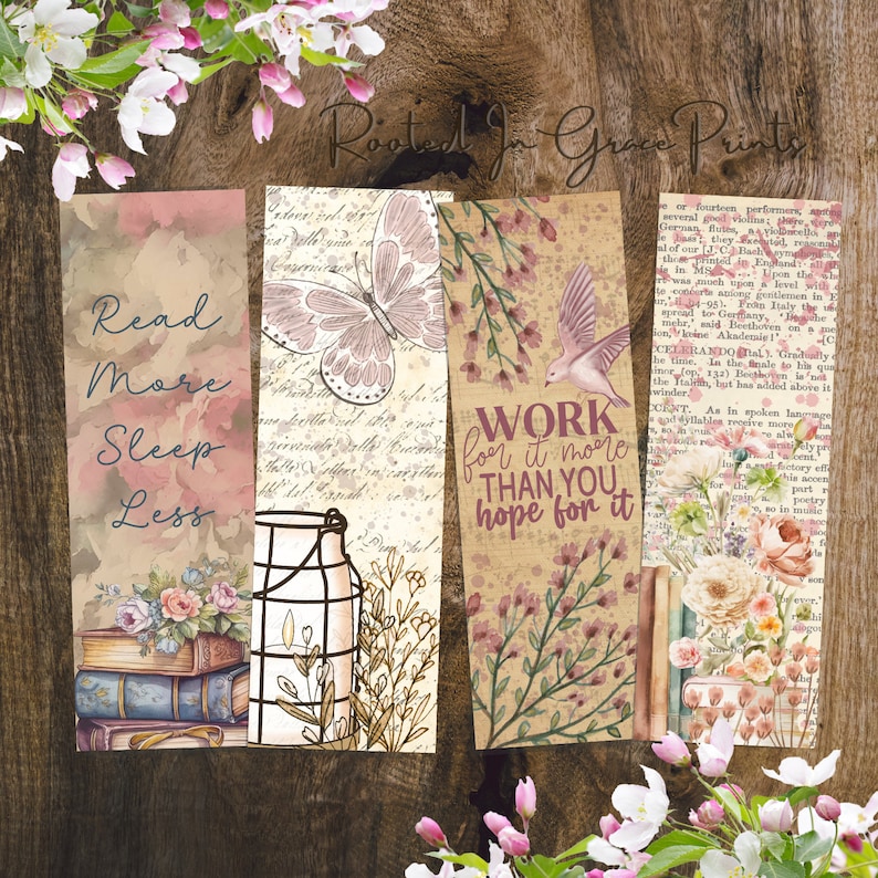 Printable Flower Collage Bookmarks Flower Bookmarks With - Etsy