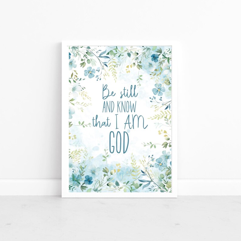 Be Still Scripture Wall Art Printable Watercolor Christian Bible Verse ...