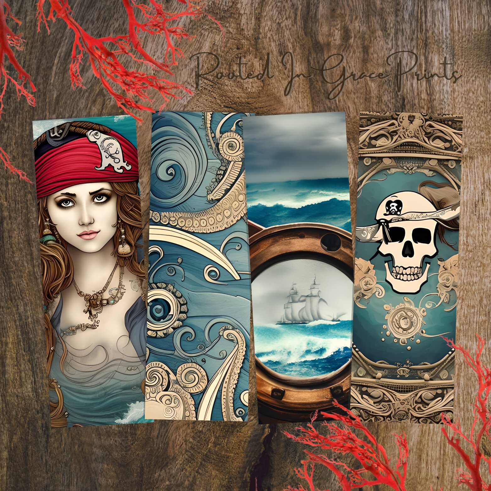 Pirate Theme Bookmark Printable Pirate Skull and Crossbones - Etsy