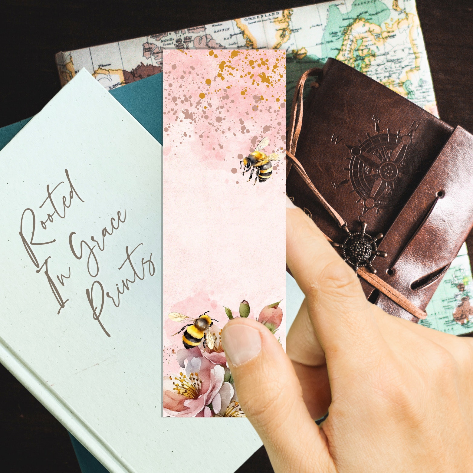 Floral Bee Printable Bookmarks Flowers and Bees Bookmarks Bookish Gift ...