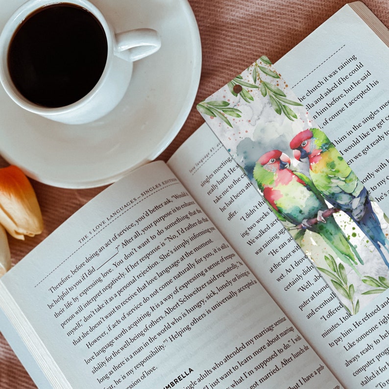 Love Birds Printable Bookmarks Watercolor Art Bookmark Set of 4 Bookish ...