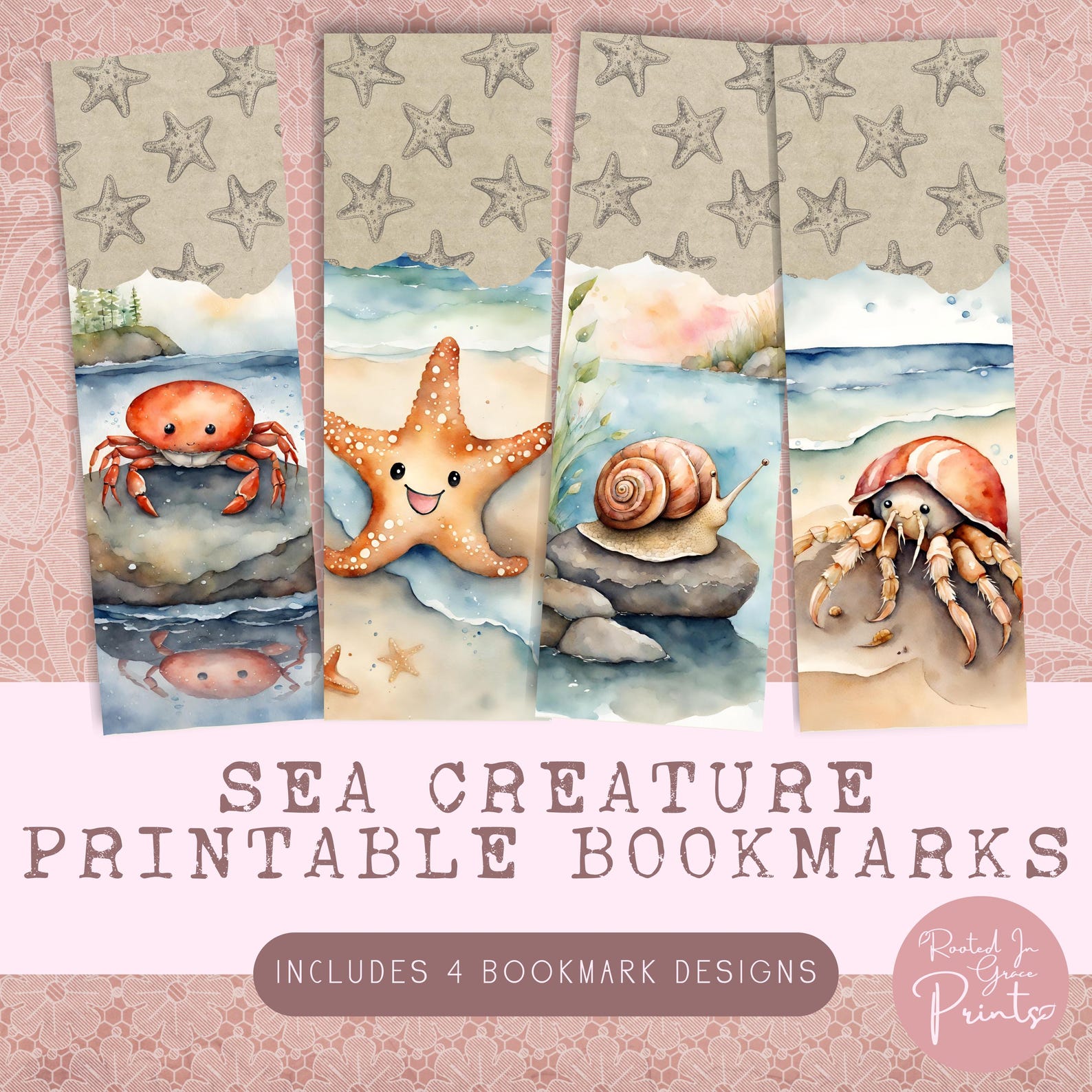 Cute Sea Creature Printable Bookmark Printable Sea Creature Cute ...