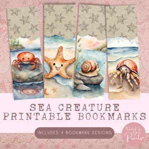 Cute Sea Creature Printable Bookmark Printable Sea Creature Cute ...