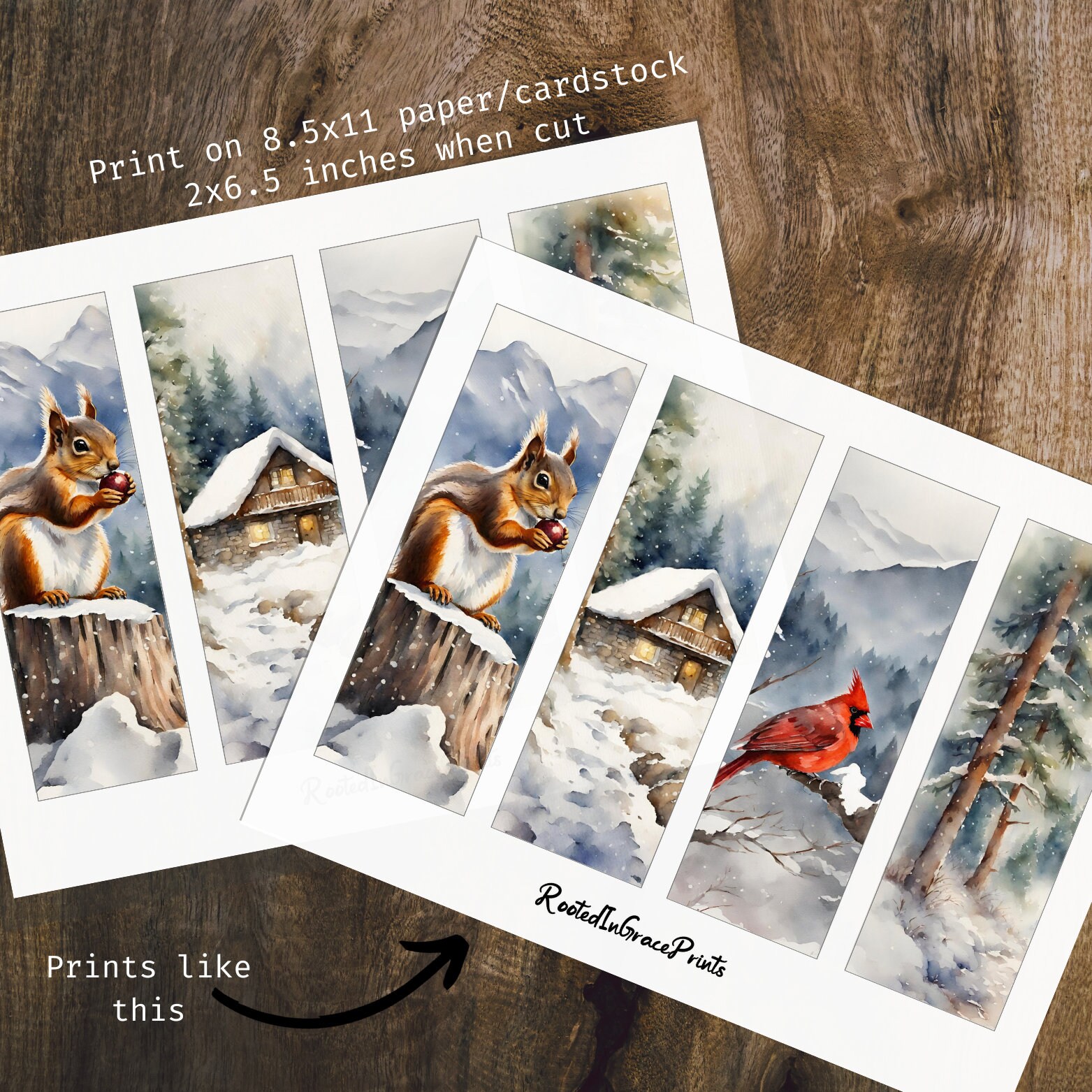 Woodland Christmas Printable Christmas Bookmarks Bookish Gift - Etsy