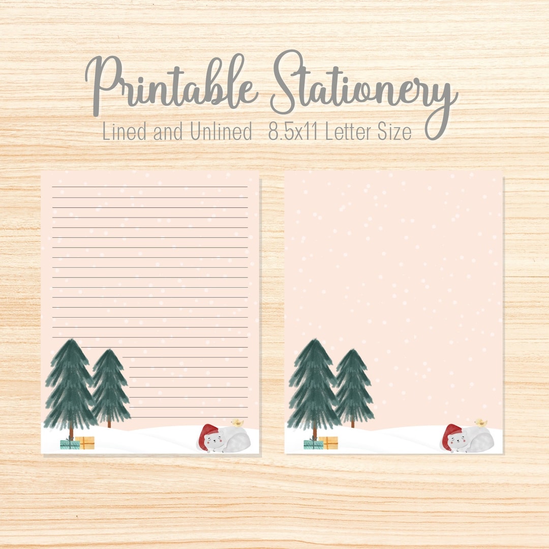 Printable Stationery Lined and Unlined Cute Christmas Stationery Letter ...