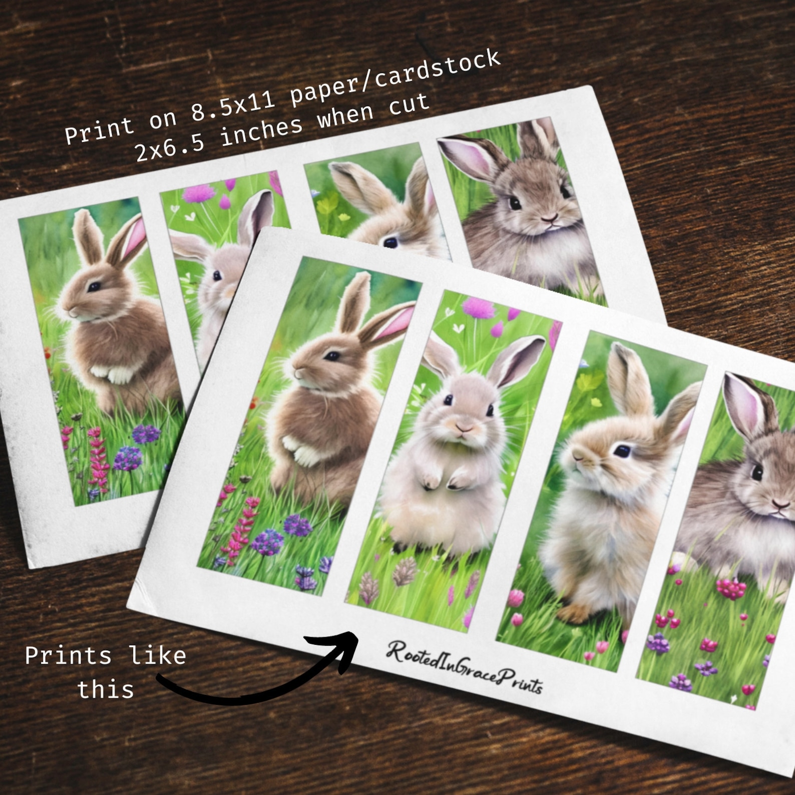 Cute Bunnies Printable Bookmarks Watercolor Bookmarks Easter Bunny ...
