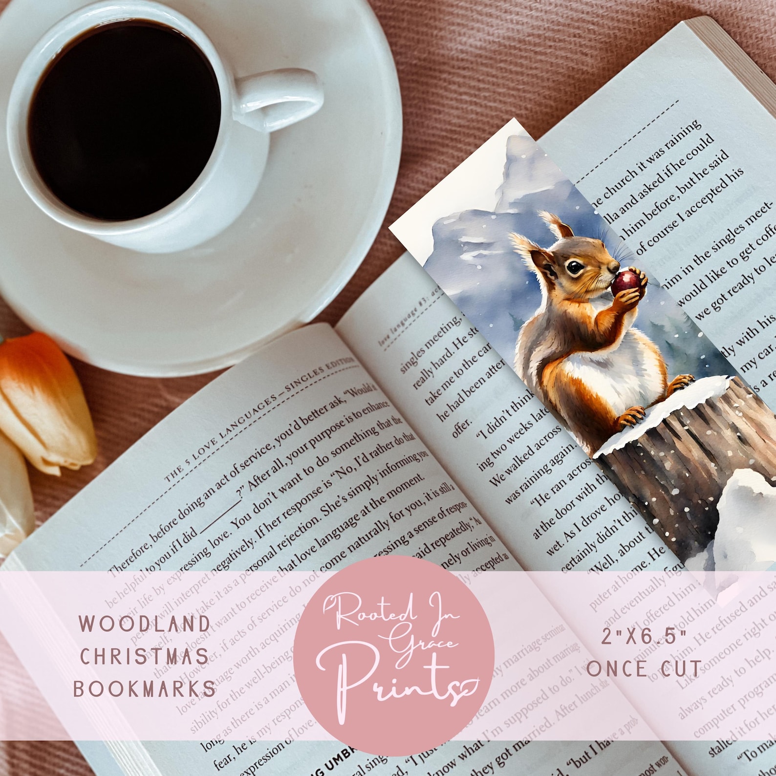 Woodland Christmas Bookmark Printable Christmas Bookmarks Bookish Gift ...