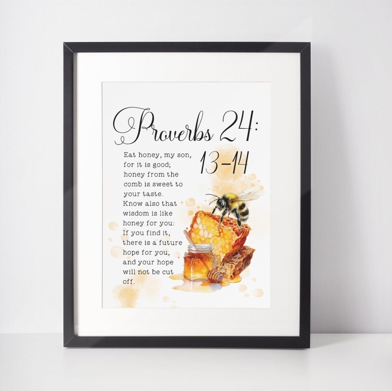 Printable Wall Art Proverbs 24 Honey Scripture Wall Art Printable ...
