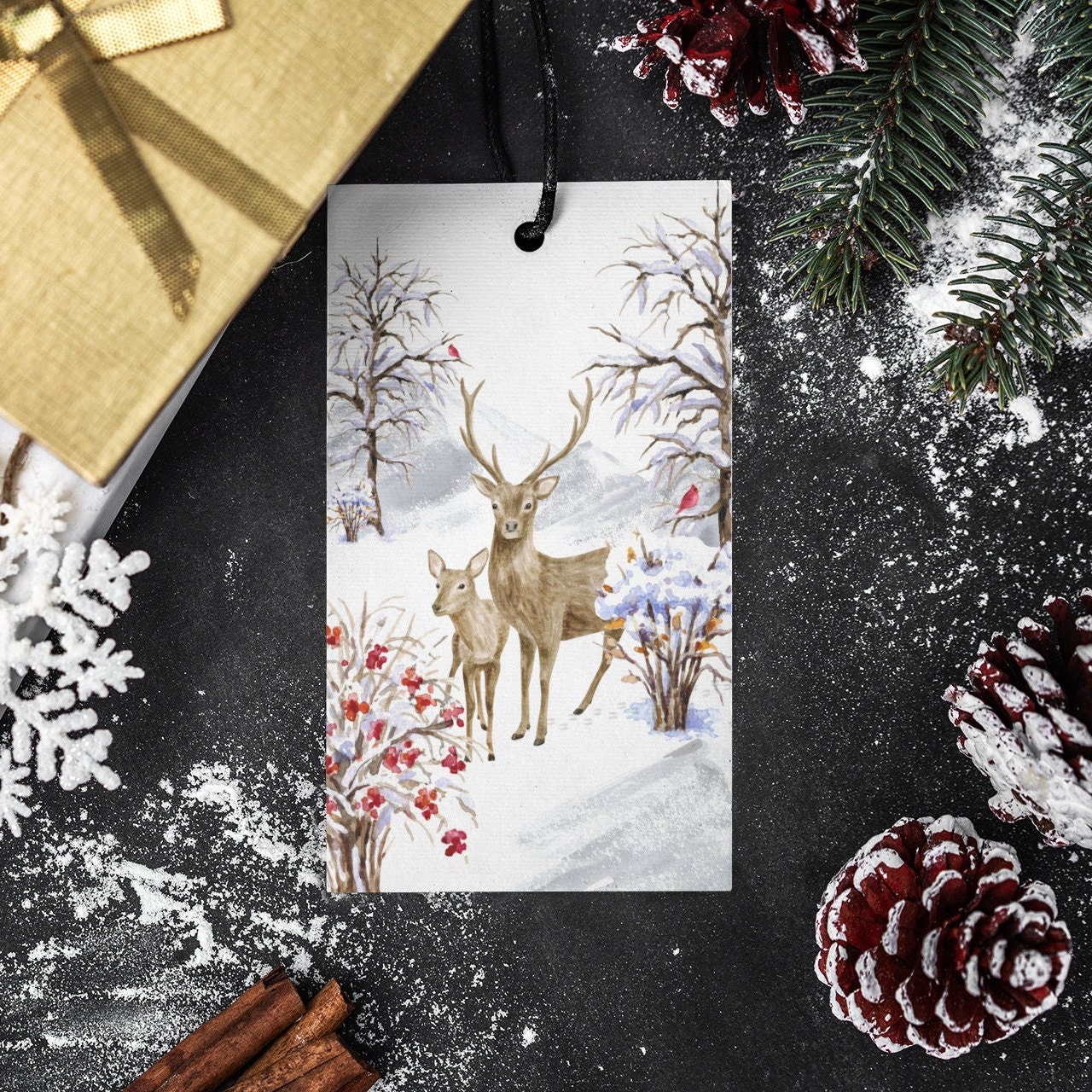 Printable Christmas Gift Tag Bundle | Snowy Winter Deer | Gift Tags ...