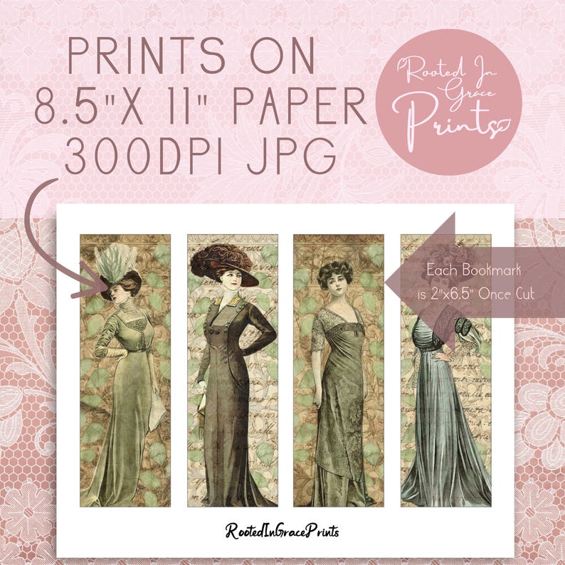 Vintage Bookmarks Vintage Fashion Printable Digital Download Vintage ...