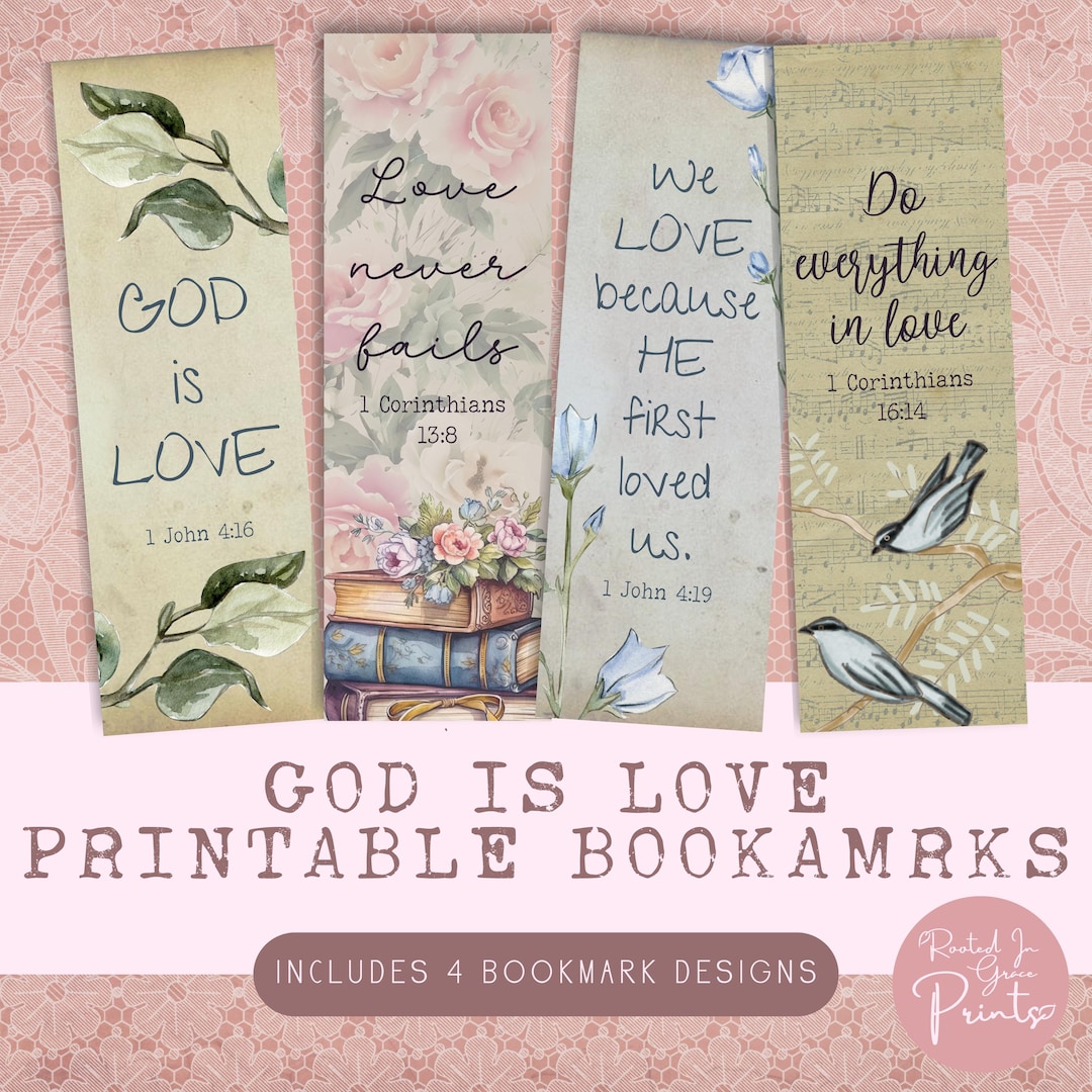 God is Love Bible Verse Bookmarks Printable Bookmark for Bible ...