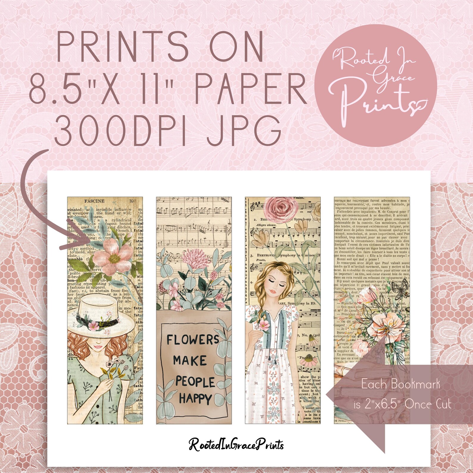 Flower Collage Bookmarks Printable Bookmarks Flower Bookmarks ...