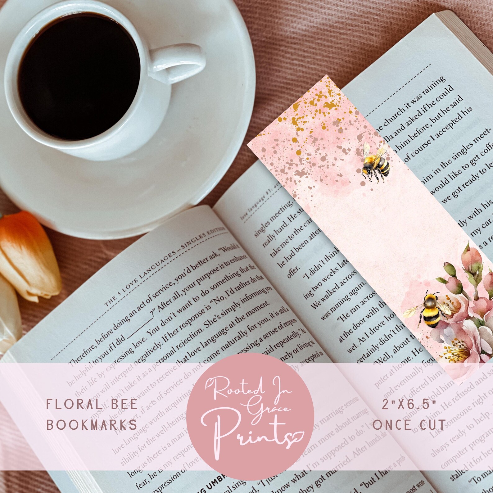 Honeybees Printable Bookmarks Flowers and Bees Bookmark Honeybees Pink ...