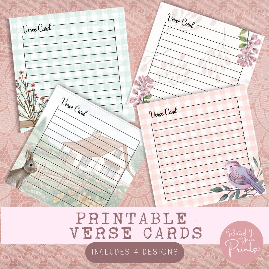 Printable Memory Verse Bible Verse Cards Bible Journaling Prayer Card ...