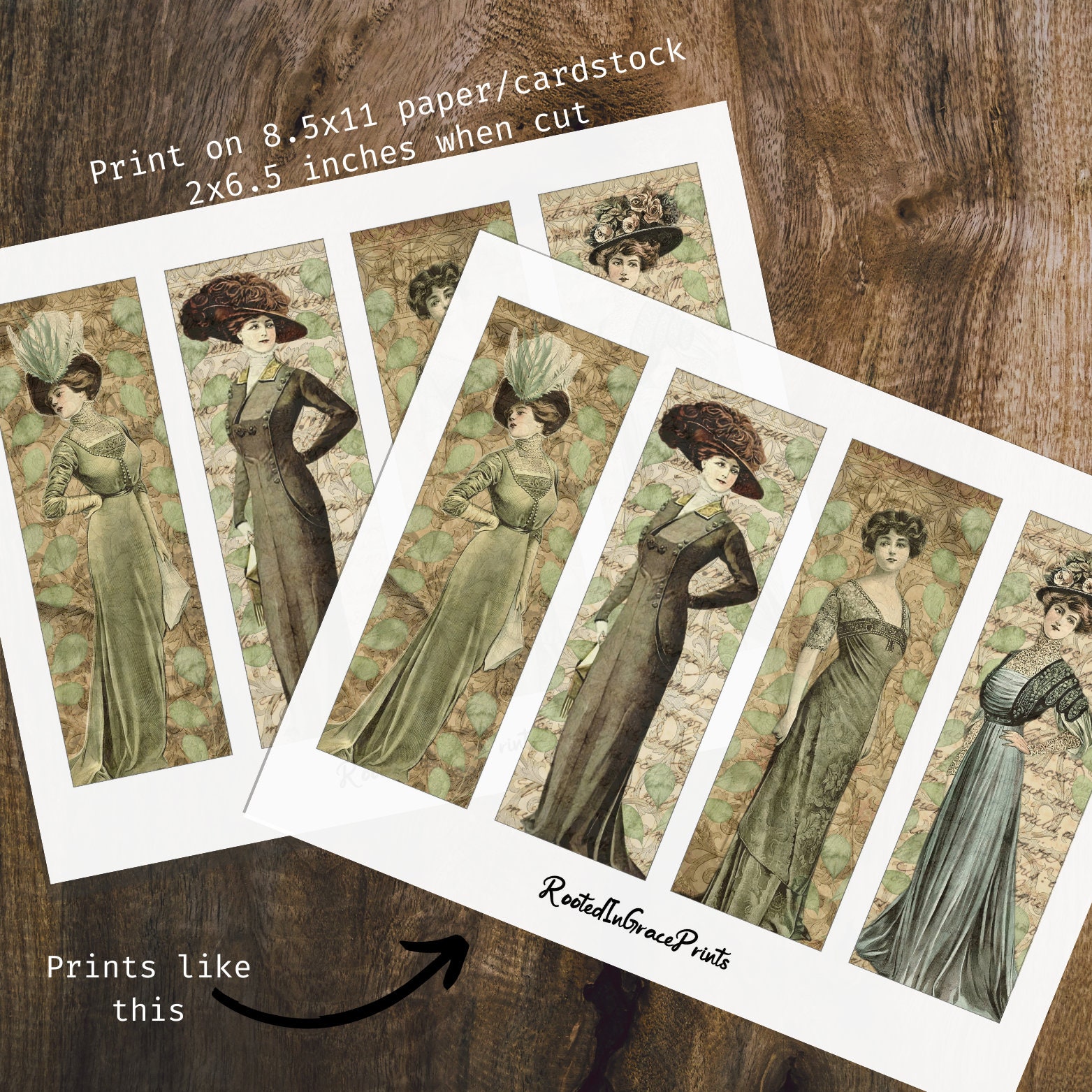 Printable Bookmark Vintage Fashion Bookmarks Printable Gift for Readers ...