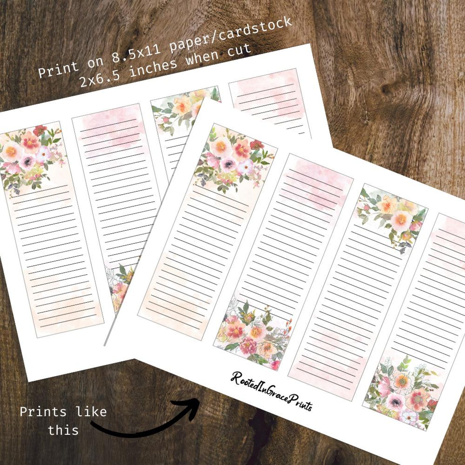 Stationary Bookmark Printable Lined Note Taking Bookmark Printable ...