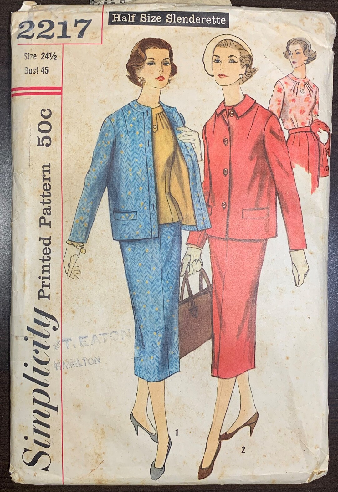 1957 Simplicity 2217 Sewing Pattern Size 24 1/2 Bust 45 - Etsy