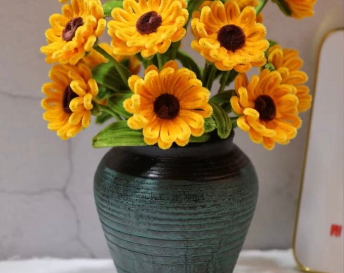 Pipe Cleaner Sunflower DIY Kit for 10 Blossoms, Forever Flower Handmade ...