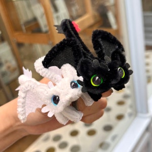 Pipe Cleaner Dragon, Toothless & Light Fury Couple Gift, [finished/diy ...