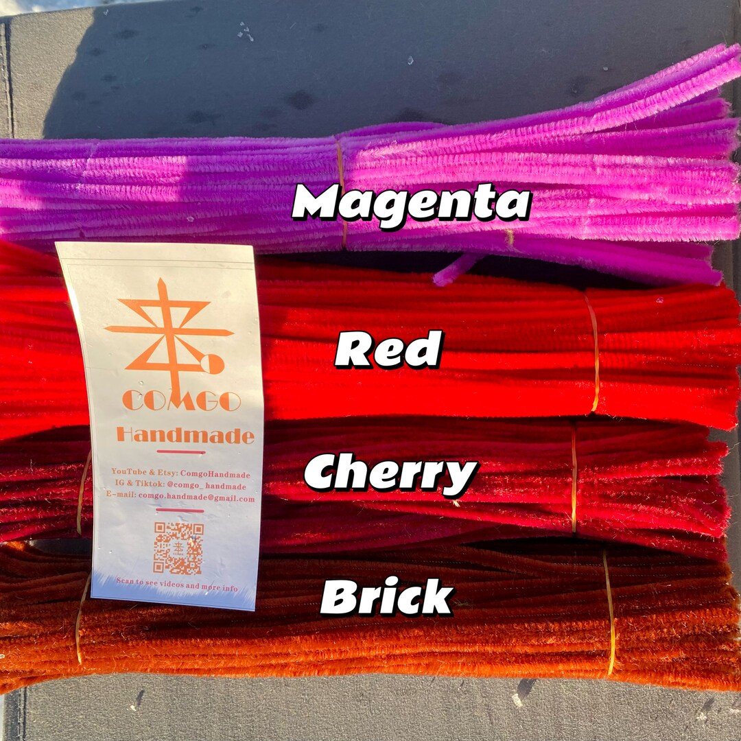 100 Pcs Pipe Cleaners: Red Serie of 52 Colour, 6 Mm*30cm, High Quality ...