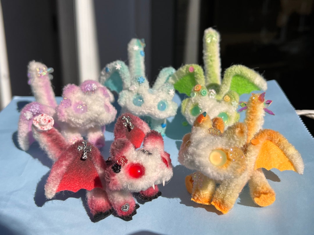 Pipe Cleaner Dragon, Fluffy and Cute Handmade Desk Ornament in ...