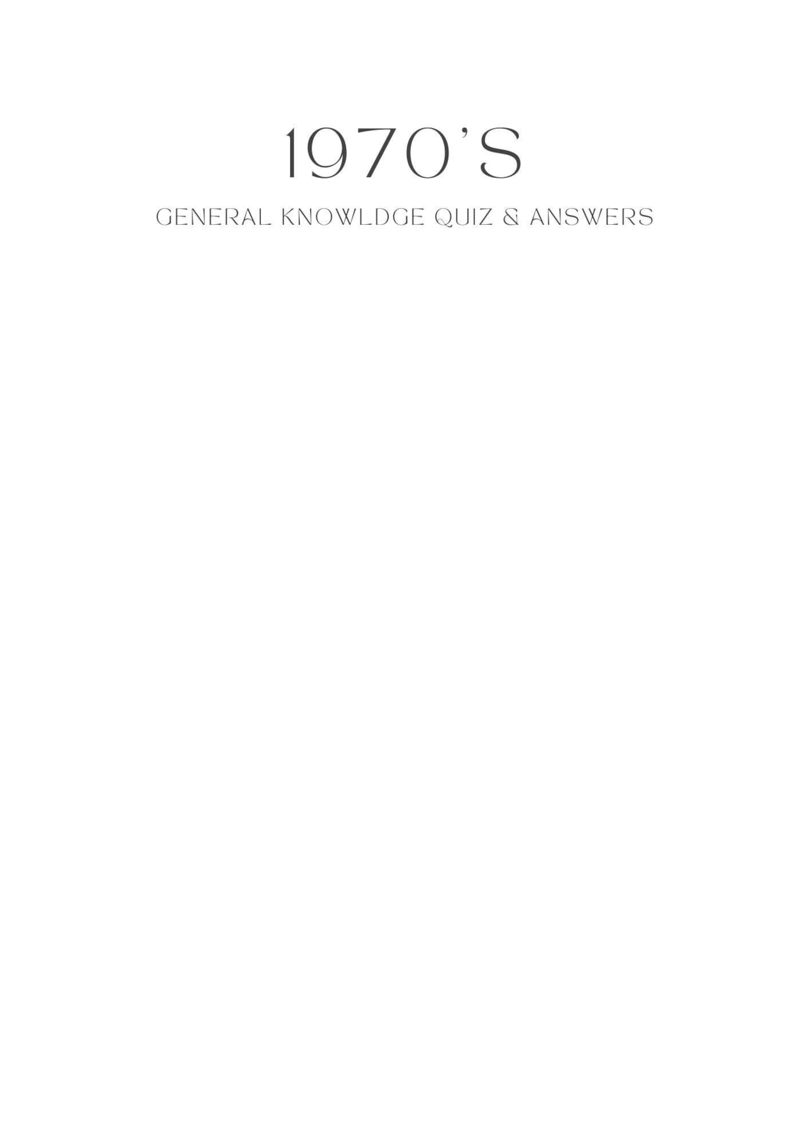 1970 General Knowledge Quiz - Printable Digital Download - Retro Trivia ...