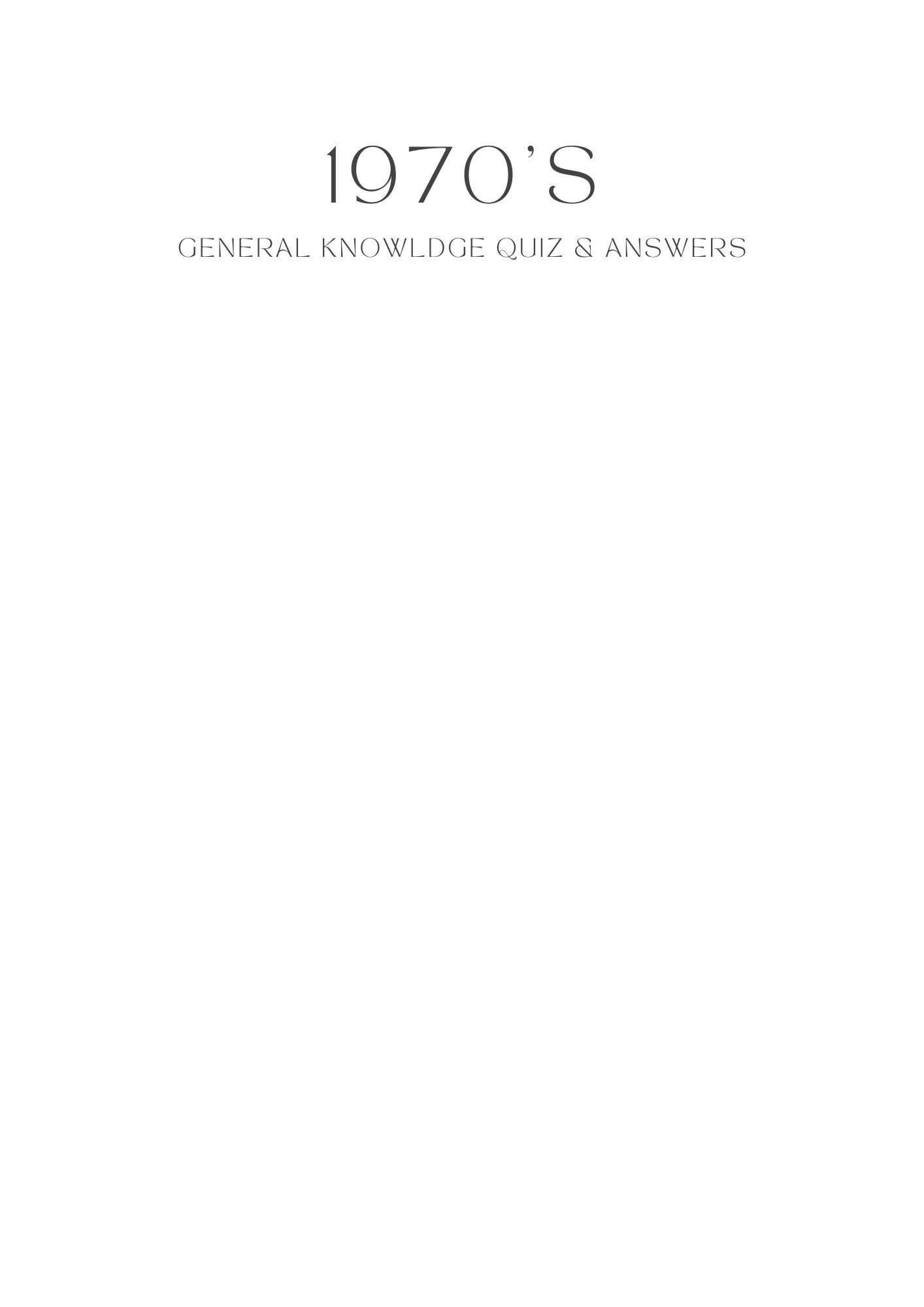 1970 General Knowledge Quiz - Printable Digital Download - Retro Trivia ...