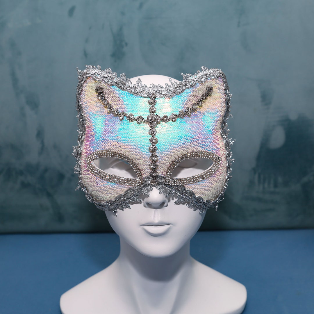 Fox Mask Cat Mask Sequin Mask Diamond Mask Masked Party Halloween Mask ...