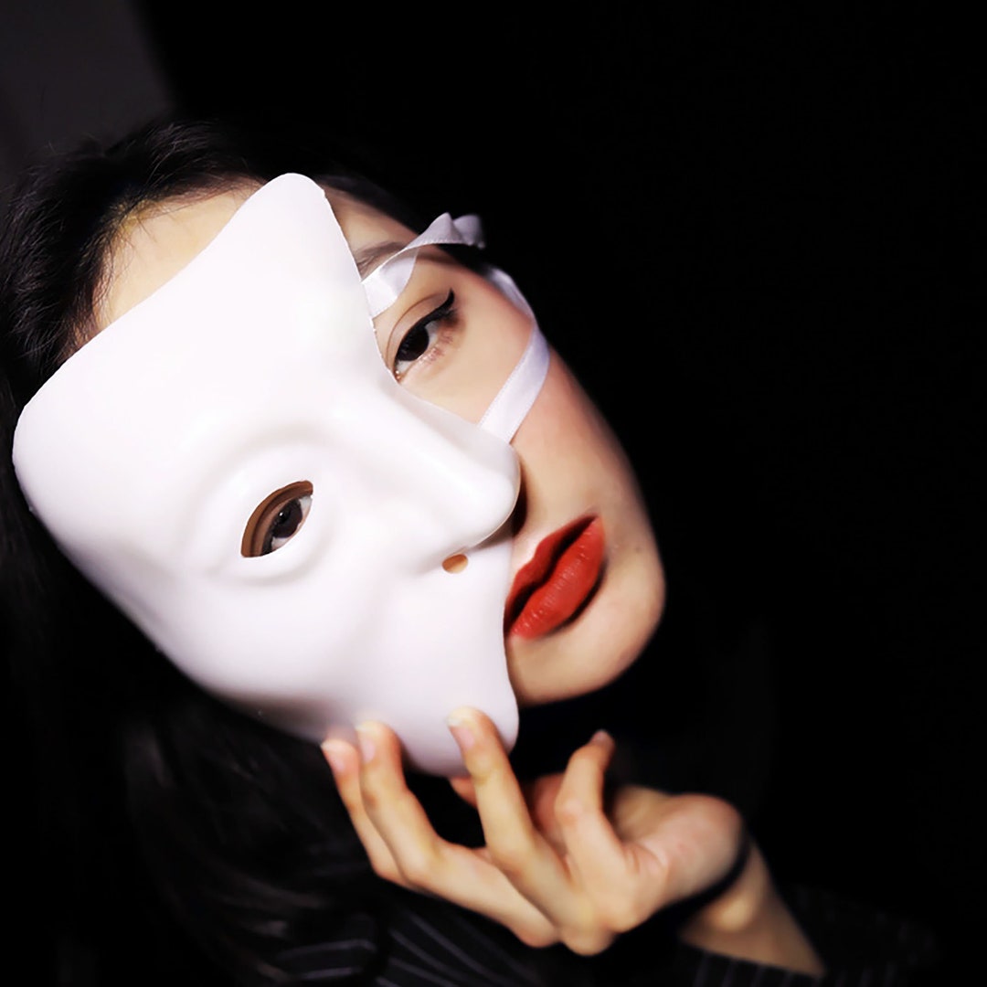 Phantom of the Opera Half Face Mask White Performance Mask - Etsy