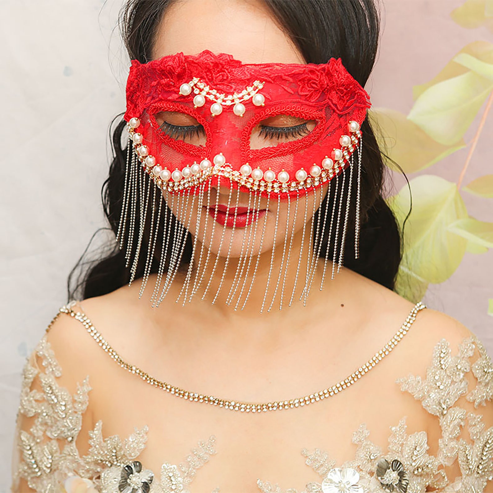 Champagne Lace Retro Elegant Mysterious Mask Tassel Mask - Etsy