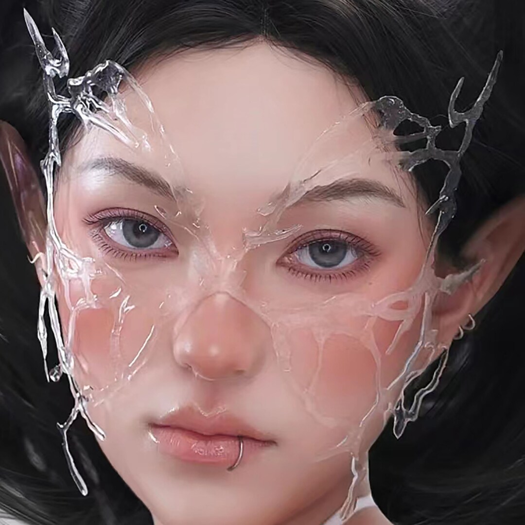 AI Modeling, Imitation Makeup Ice Transparent Butterfly Bone Full Face ...