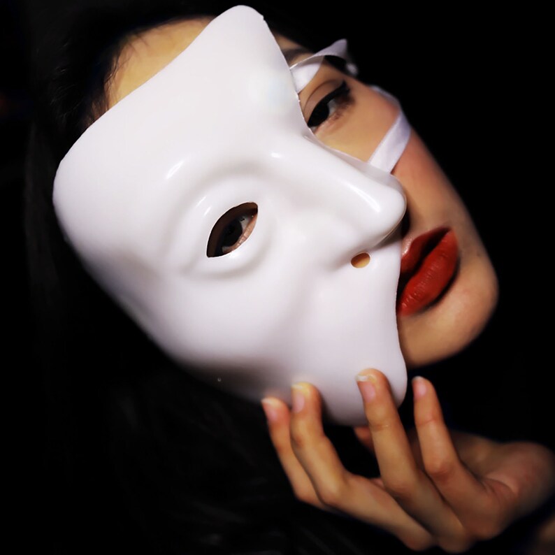 Phantom of the Opera Half Face Mask White Performance Mask - Etsy