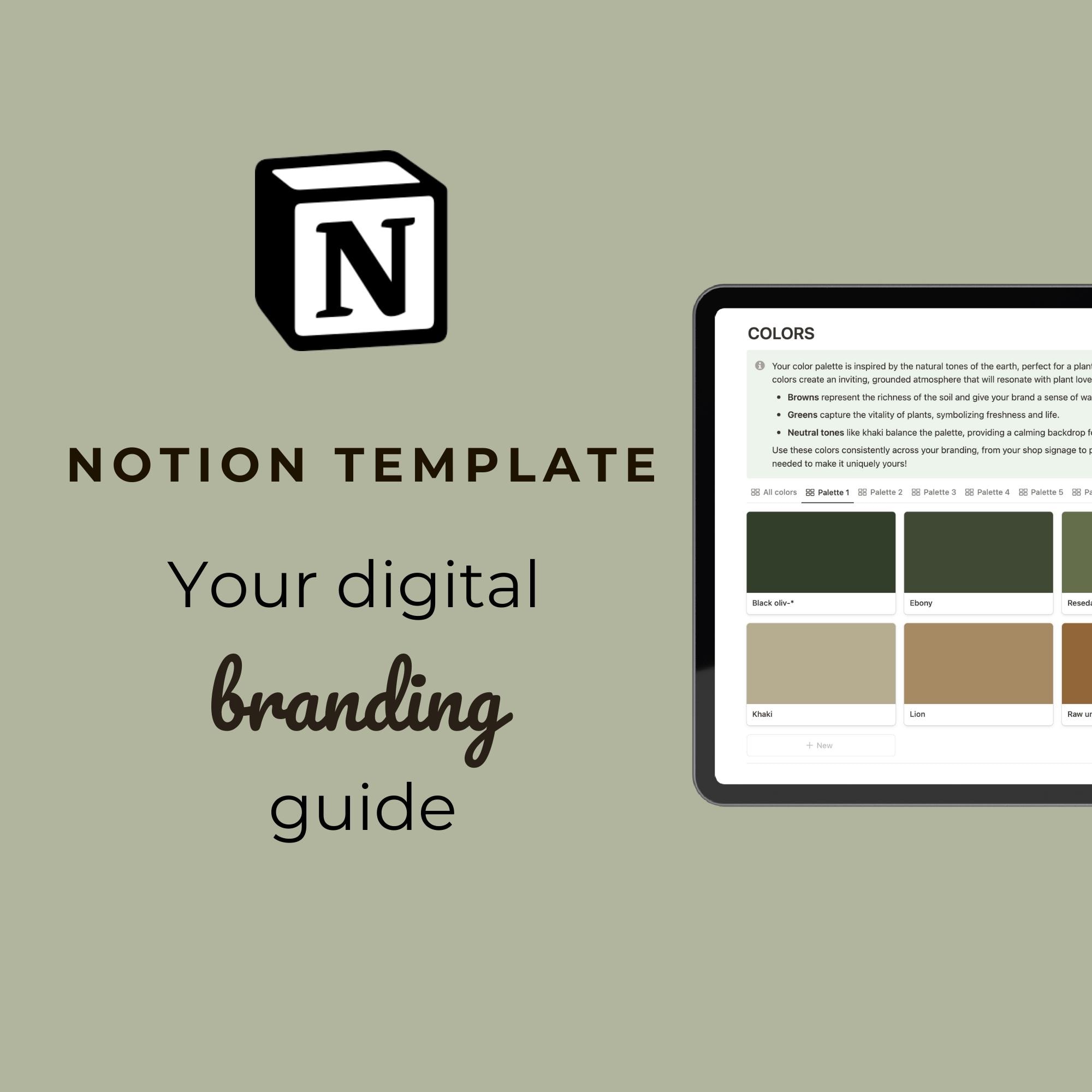 Visual Identity Guide Notion Template for Plant Shops | Branding, Logos ...