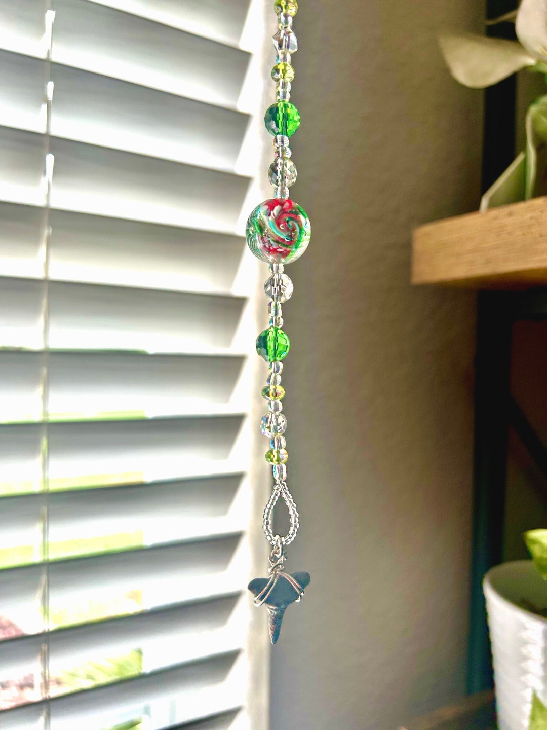 Shark Tooth Window Suncatcher, Window Charm, Rear View Mirror Accessory ...